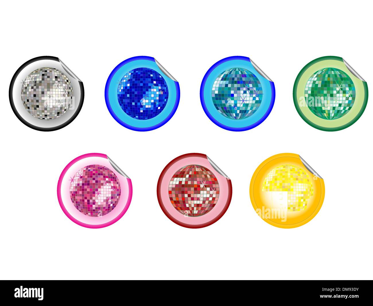 colored disco ball stickers collection Stock Vector Image & Art - Alamy