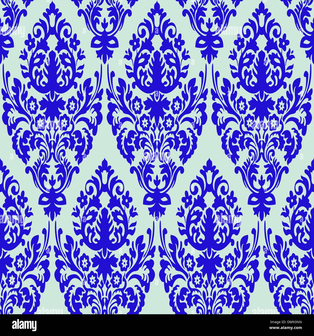Blue damask pattern Stock Vector Images - Alamy