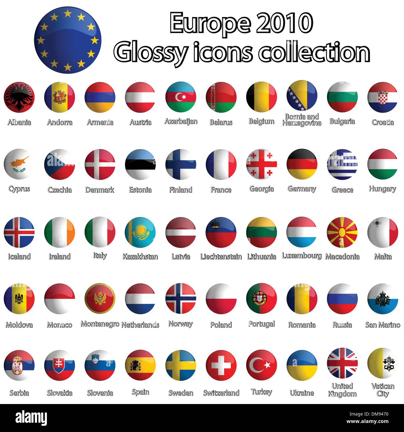 europe glossy icons collection Stock Vector Image & Art - Alamy