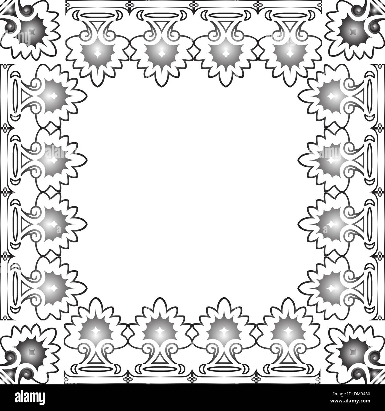 Floral frame icon Black and White Stock Photos & Images - Alamy