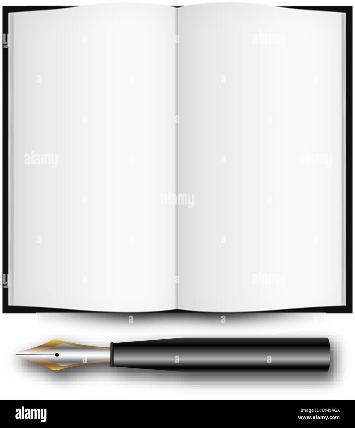 fountain ink pen and open book Stock Vector Image & Art - Alamy