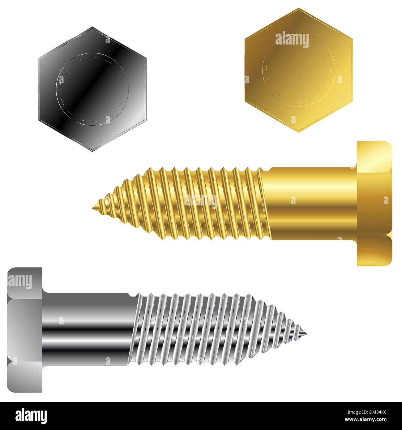 Shiny gold screws vector vectors hi-res stock photography and images ...