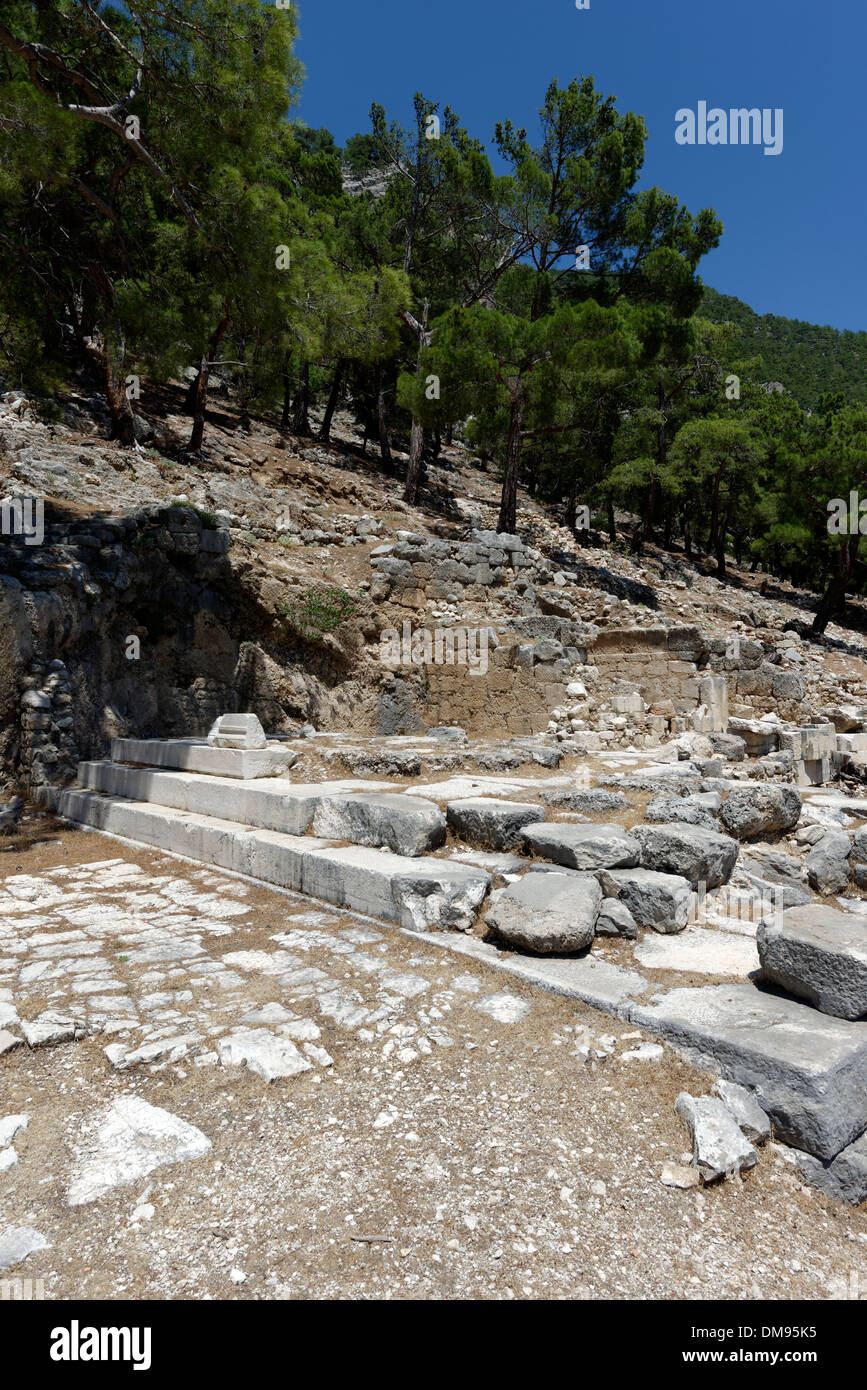View west to the Helios Temple ruins on the Acropolis upper terrace ...