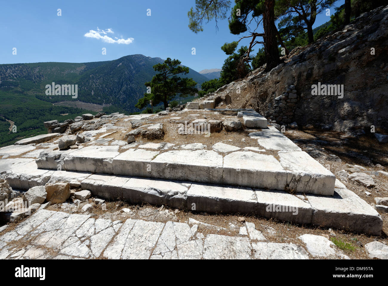 View west to the Helios Temple ruins on the Acropolis upper terrace ...