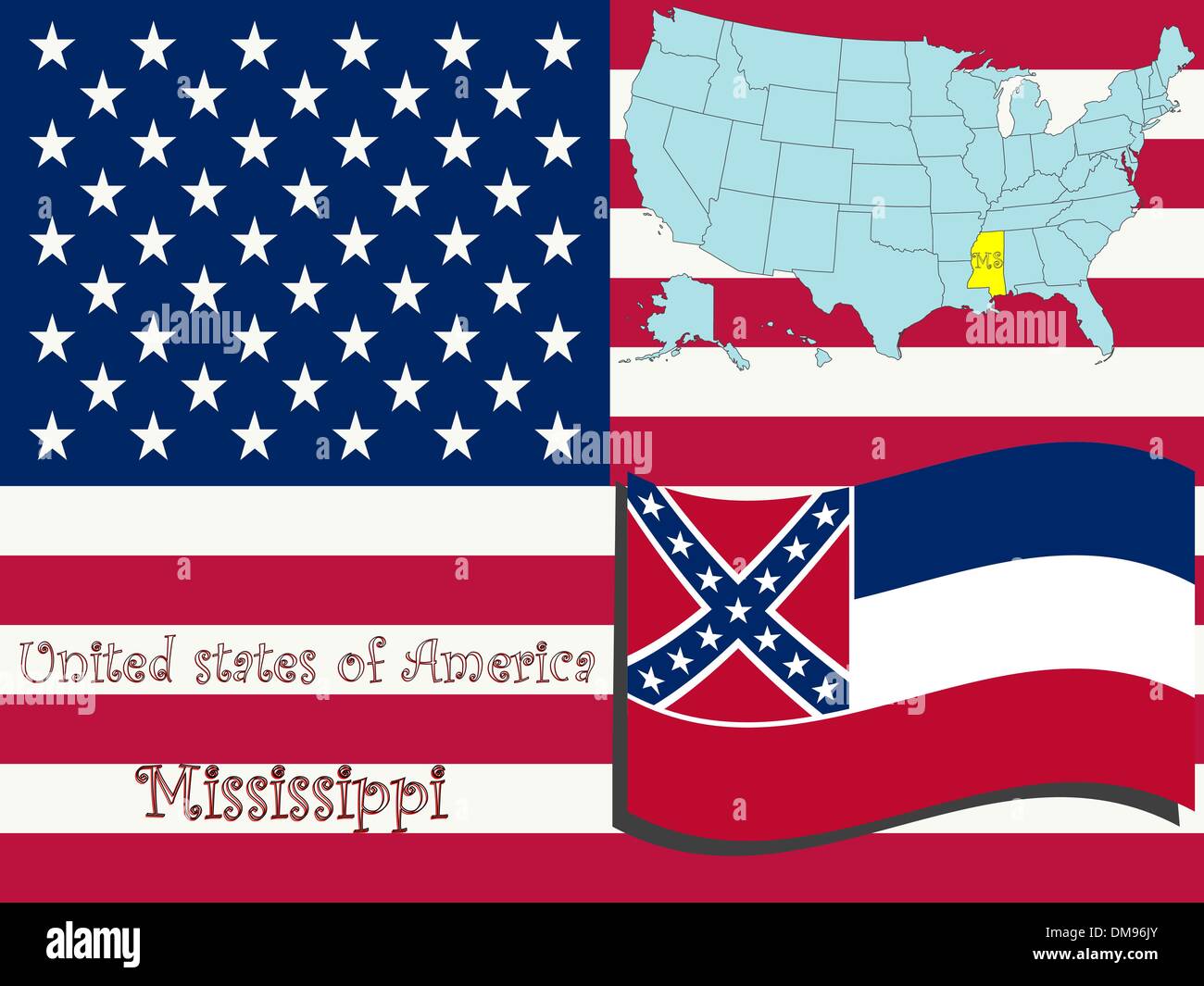 Mississippi State Political Map High Resolution Stock Photography and ...