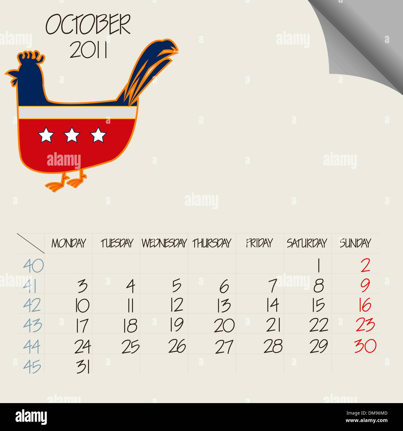 October 2011 calendar hi-res stock photography and images - Alamy