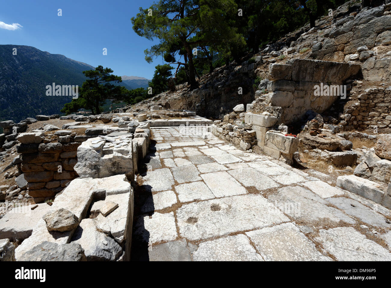 West (rear) view of the Helios Temple on the Acropolis upper terrace ...