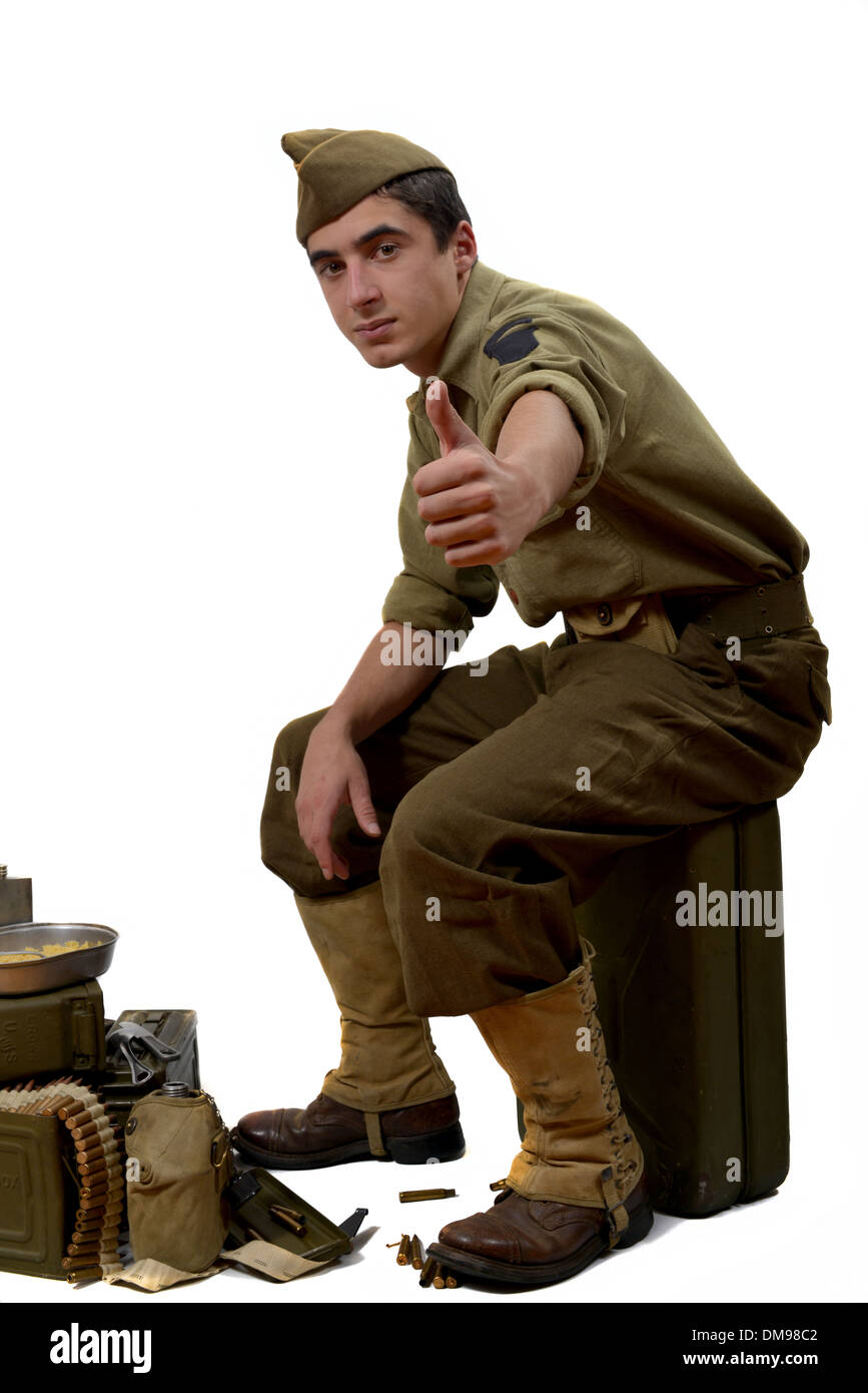 young American soldier in uniform is ready Stock Photo - Alamy