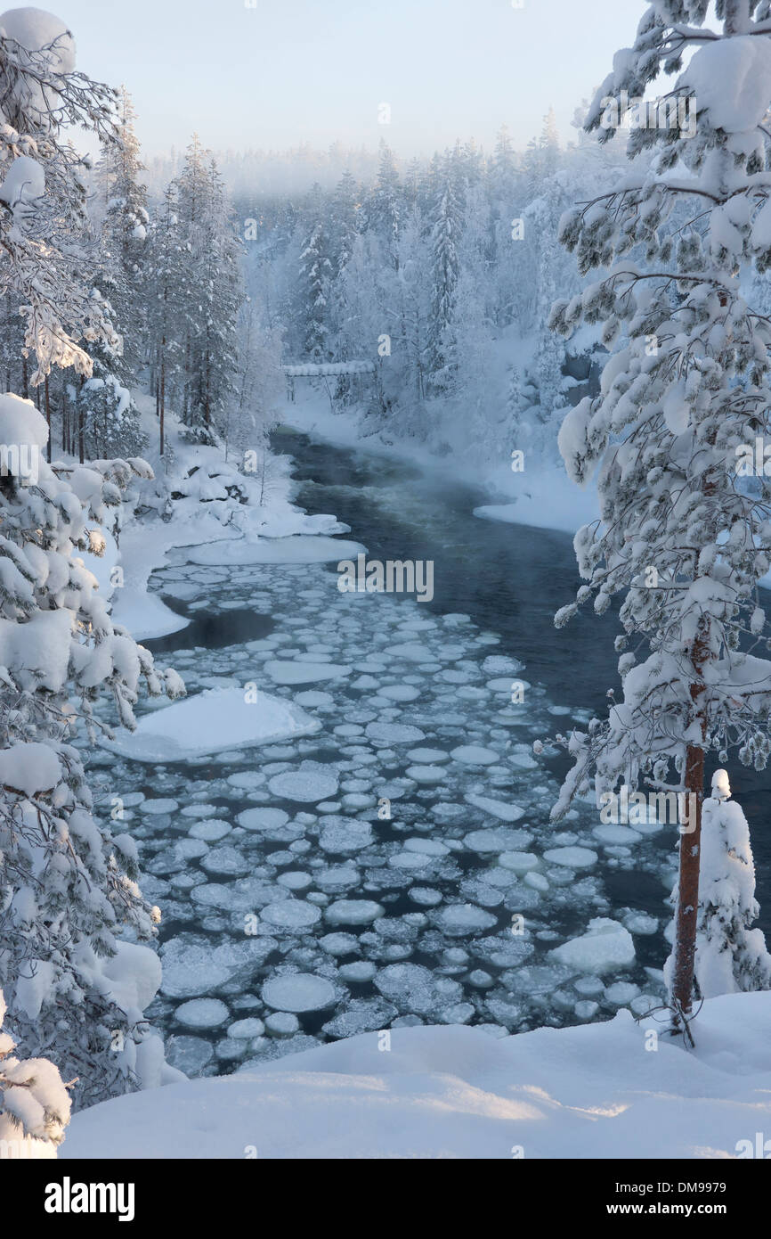 River in snowy forest at winter in Finland Stock Photo - Alamy