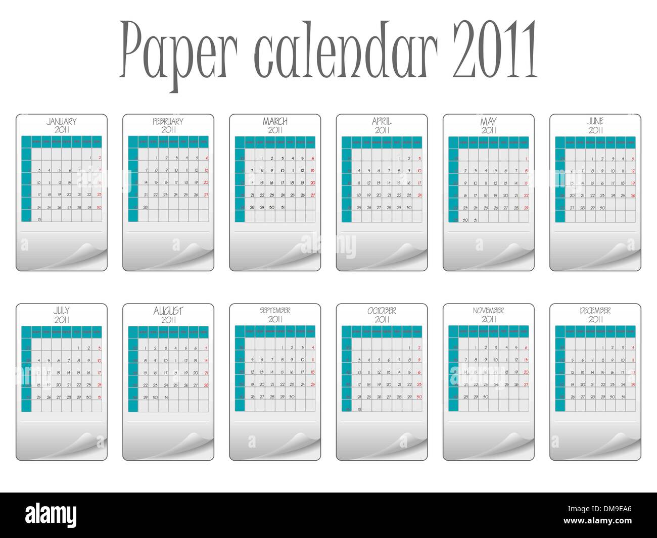 Sheet calendar Stock Vector Images - Alamy