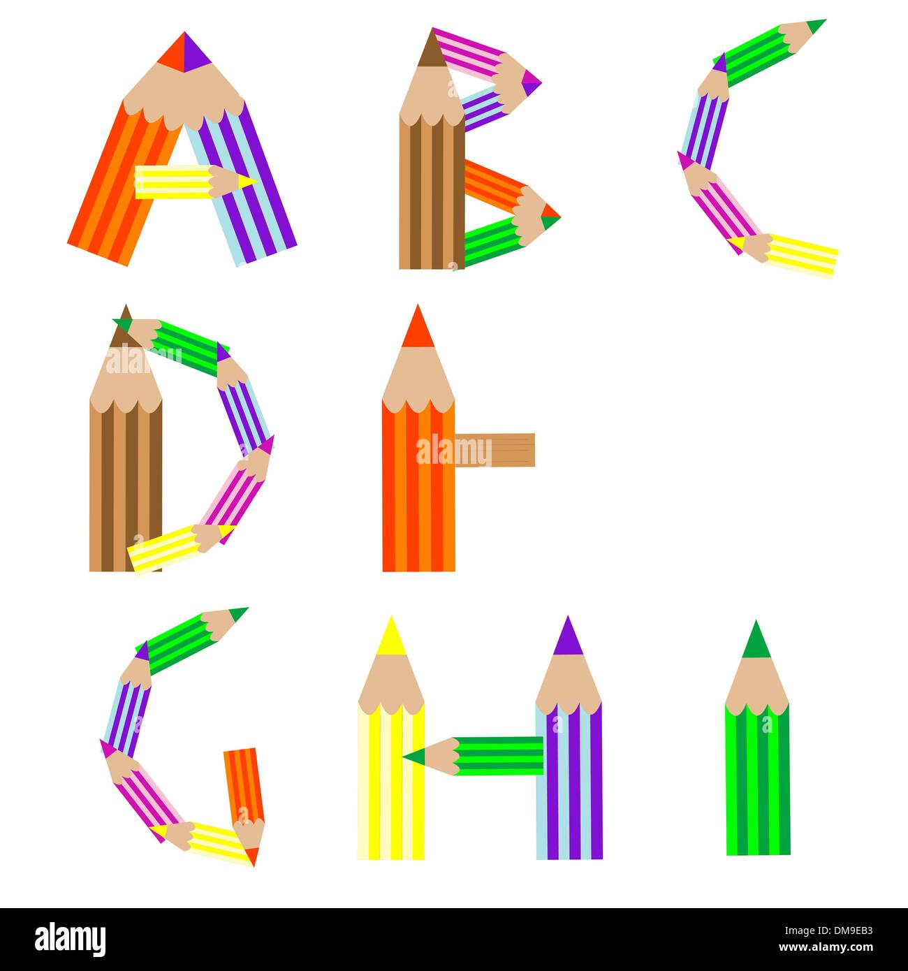 pencils alphabet A-I Stock Vector Image & Art - Alamy