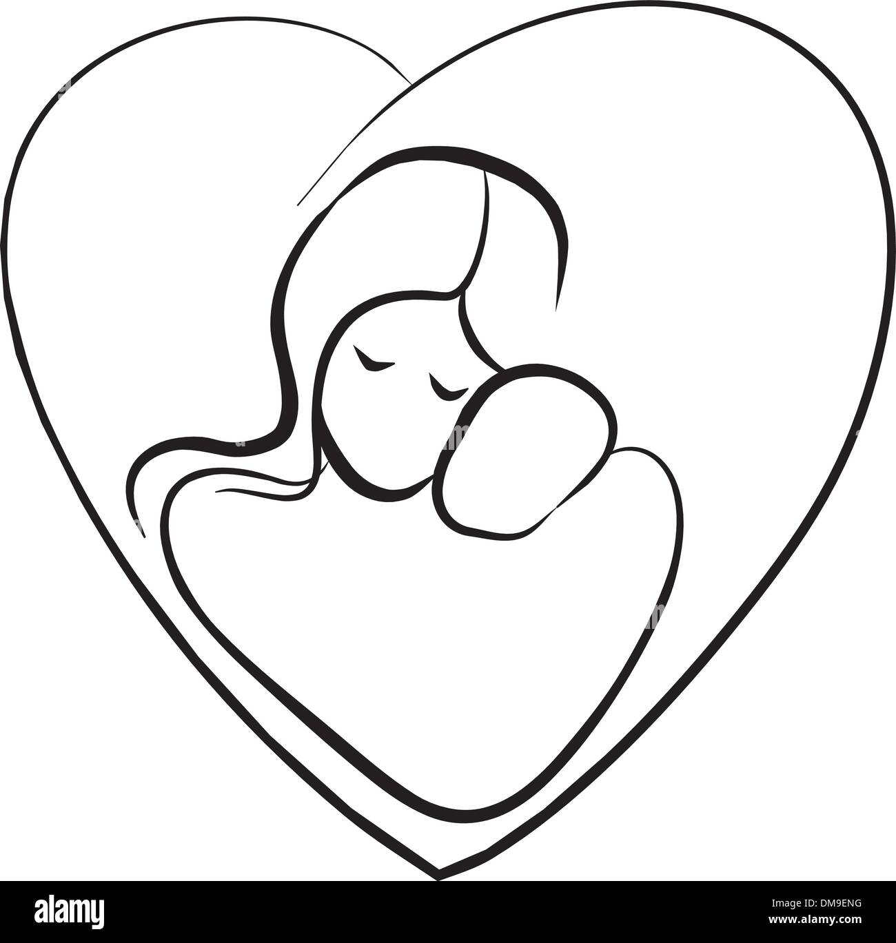 Cheerful beautiful mother in Stock Vector Images - Alamy