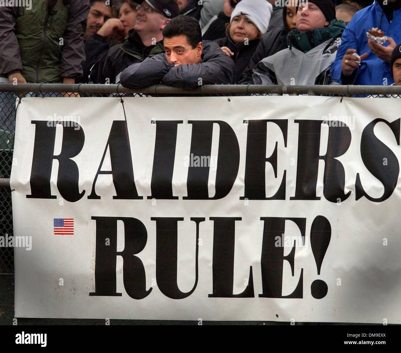 Raiders rule not today! A Raider Fan in the stands shows the ...