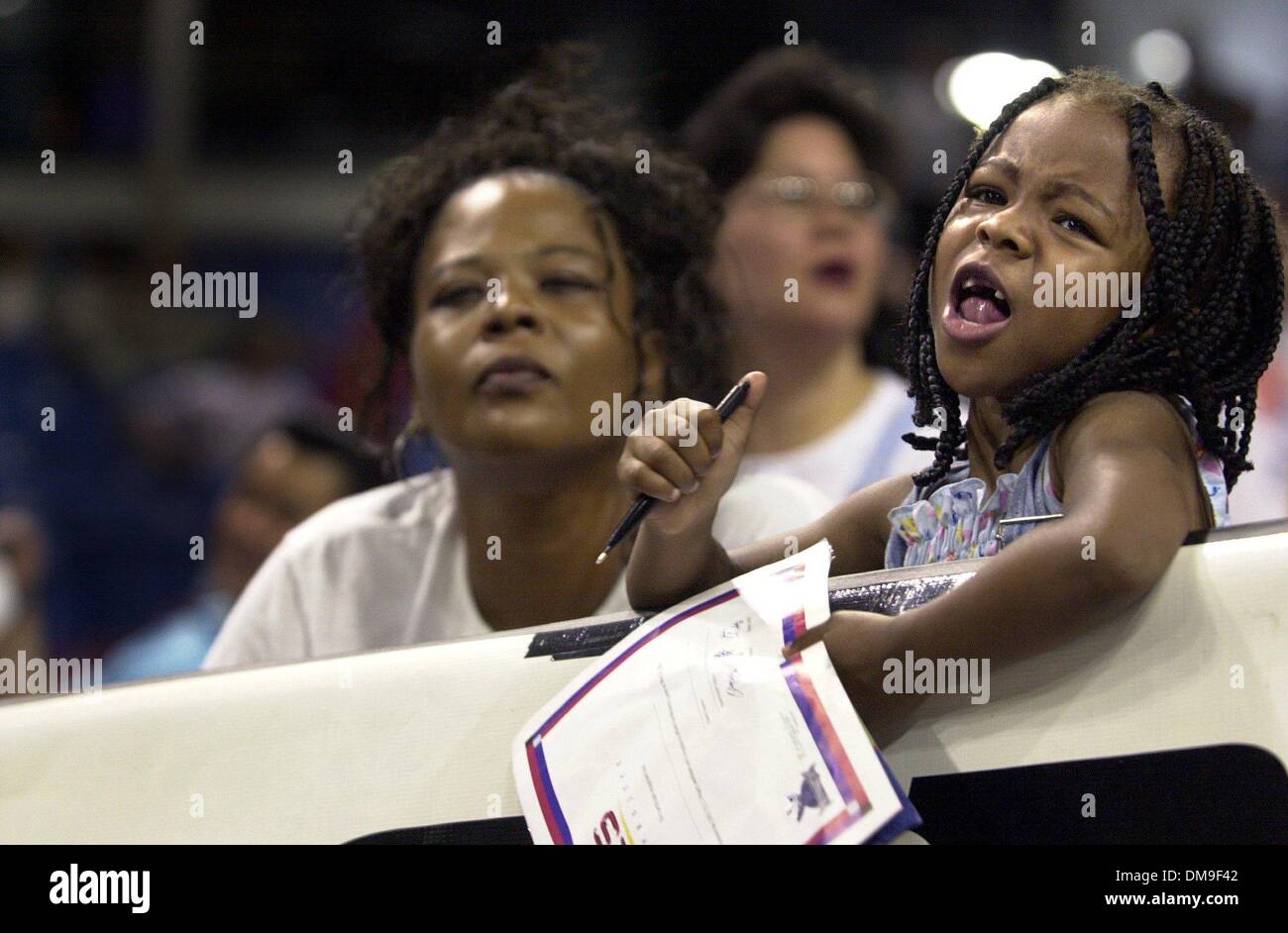 Sacramento Monarchs fan Paris Mazel Stone (cq), 4, of Sacramento, yells ...