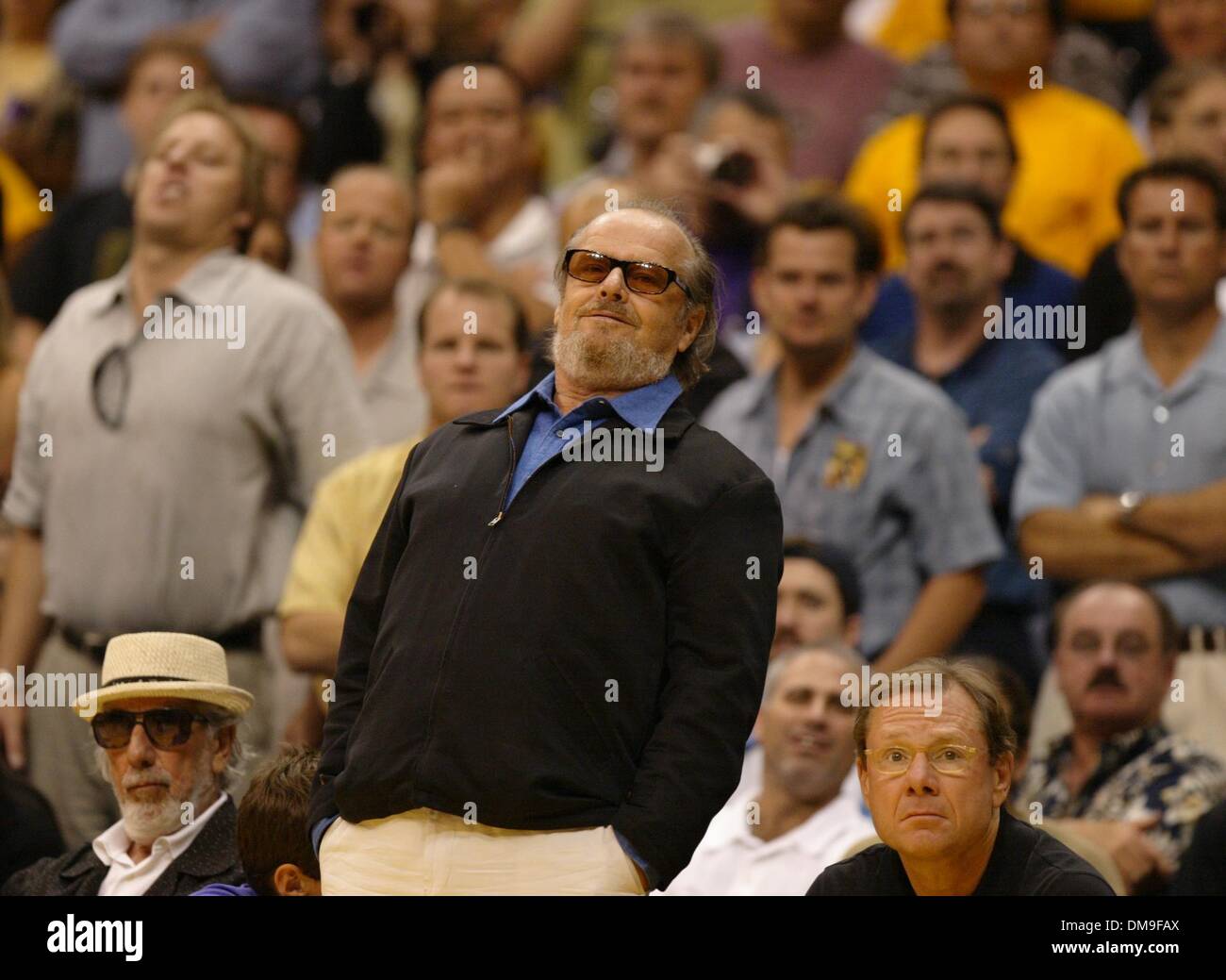 Actor Jack Nicholson adds a little body language to help a Laker second ...
