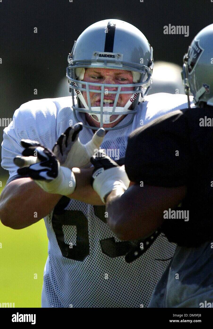 Oakland Raiders rookie offensive lineman Dustin Rykert blocks during ...