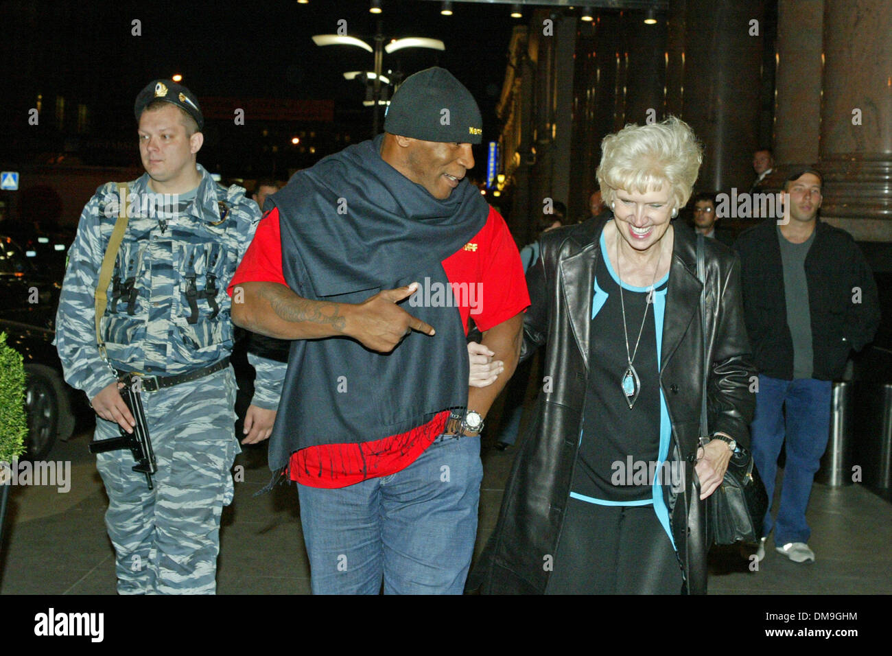 Famous american boxer Mike Tyson visited Moscow.Tyson walking in the ...