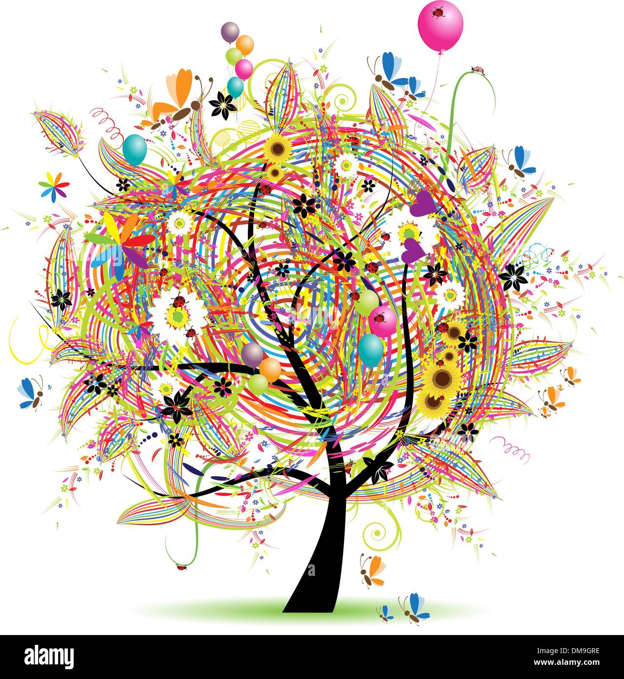 Happy holiday, funny tree with baloons Stock Vector Image & Art - Alamy