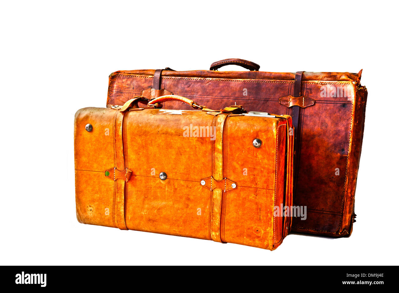 Two battered and grungy old suitcases Stock Photo - Alamy