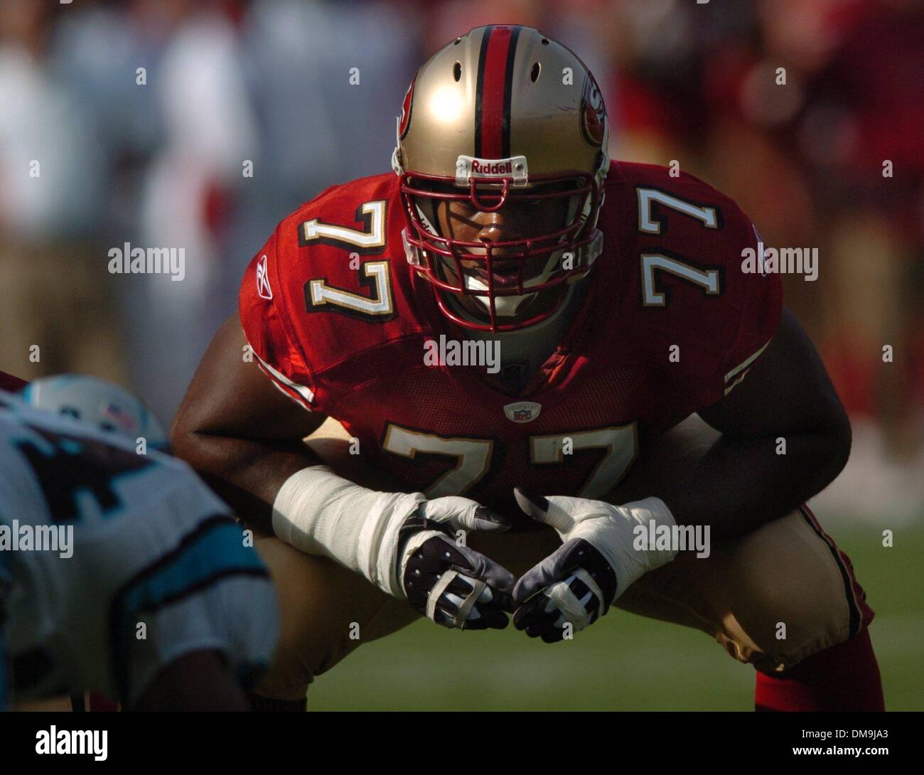 Kwame Harris, of the San Francisco 49ers positions himself during the ...