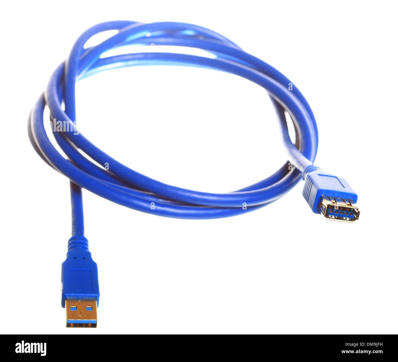 Blue USB cable isolated on white Stock Photo - Alamy
