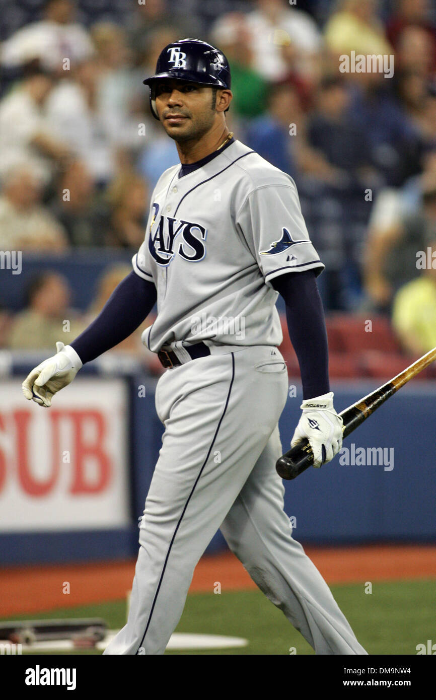 25 August 2009: Tampa Bay Rays first baseman Carlos Pena reacting after ...