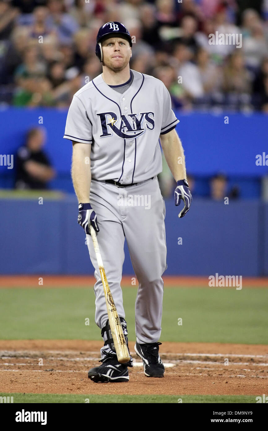 26 August 2009: Tampa Bay Rays right fielder Gabe Gross reacts after ...