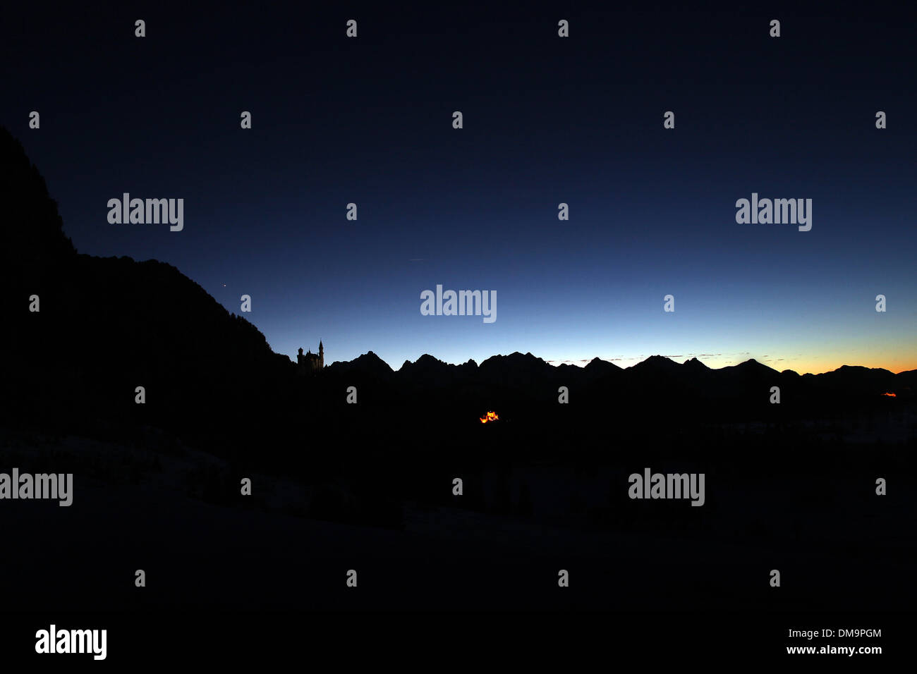 Fuessen, Germany. 12th Dec, 2013. Neuschwanstein Castle (L) and ...