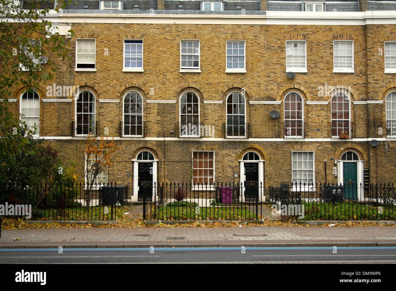 Georgian houses in Bow Road, East London Stock Photo - Alamy