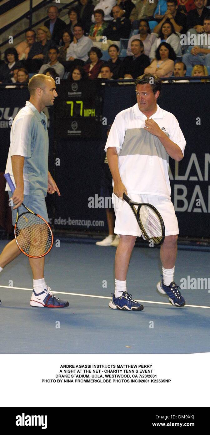 July 23, 2001 - ANDRE AGASSI INSTRUCTS MATTHEW PERRY.A NIGHT AT THE NET ...