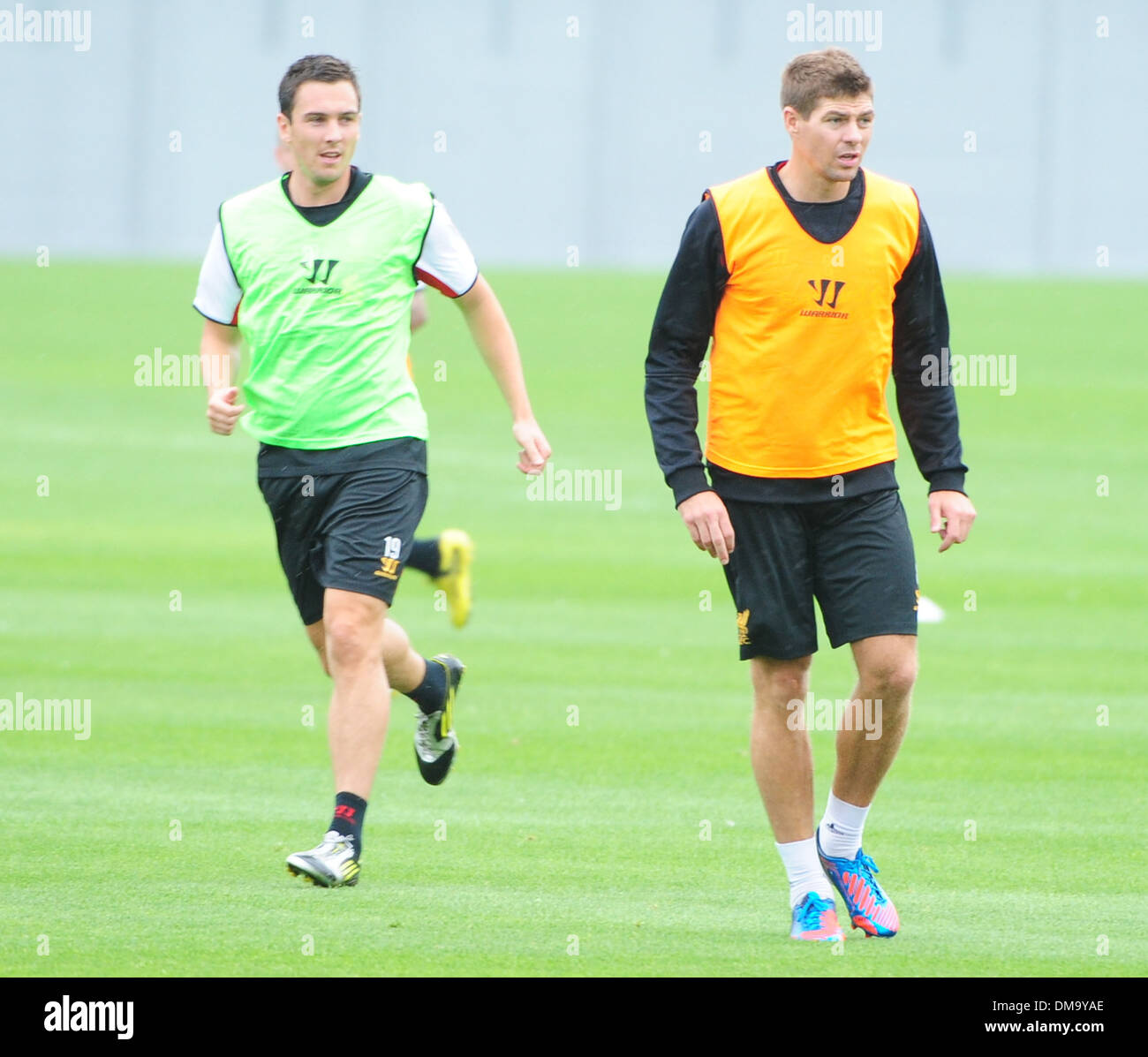 Stuart Downing and Steven Gerrard Liverpool FC train ahead of opening ...