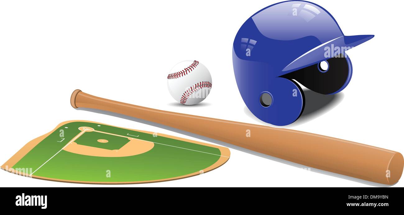 Baseball field, ball and accessories Stock Vector Image & Art - Alamy