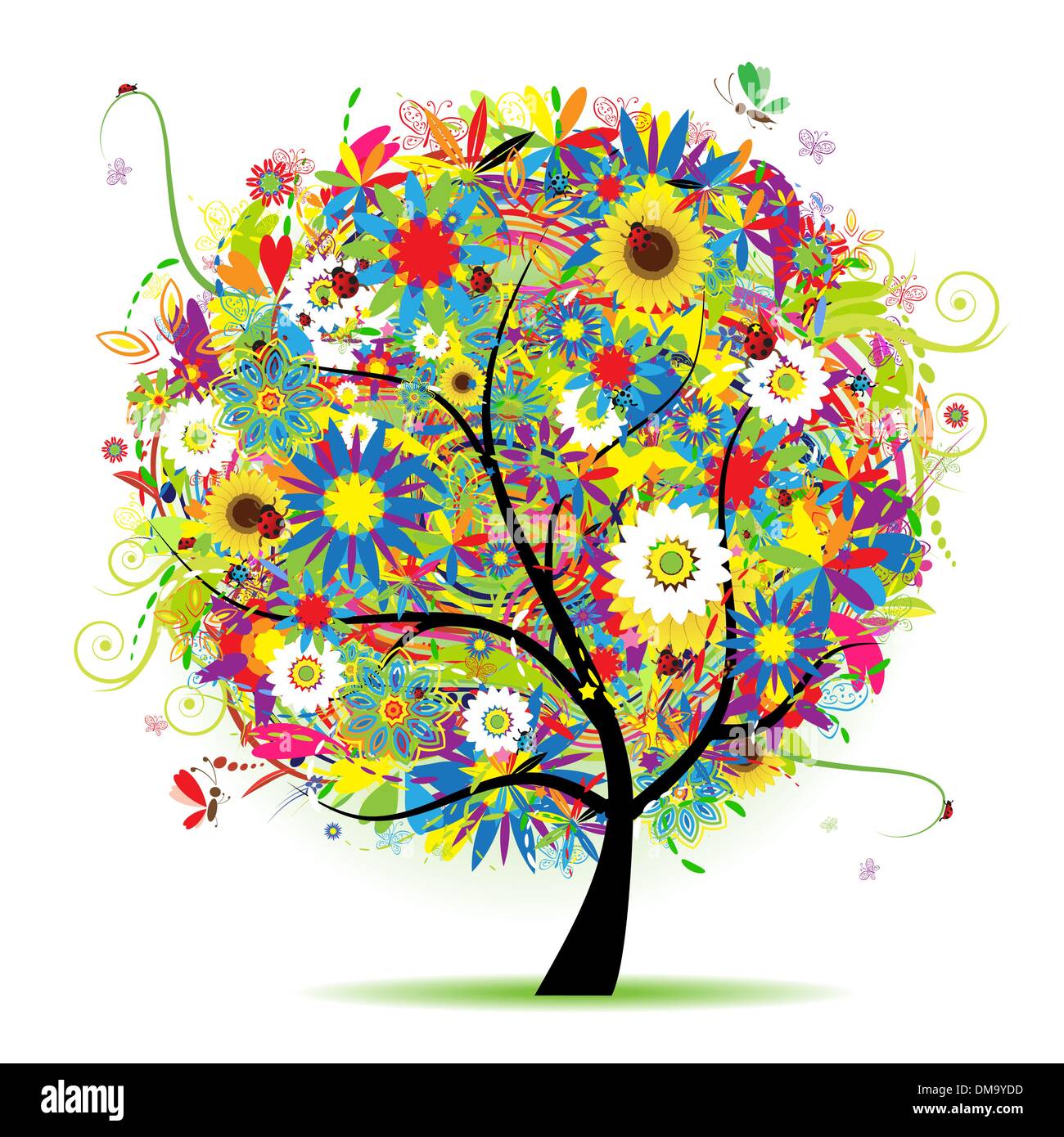 Summer rose bush Stock Vector Images - Alamy