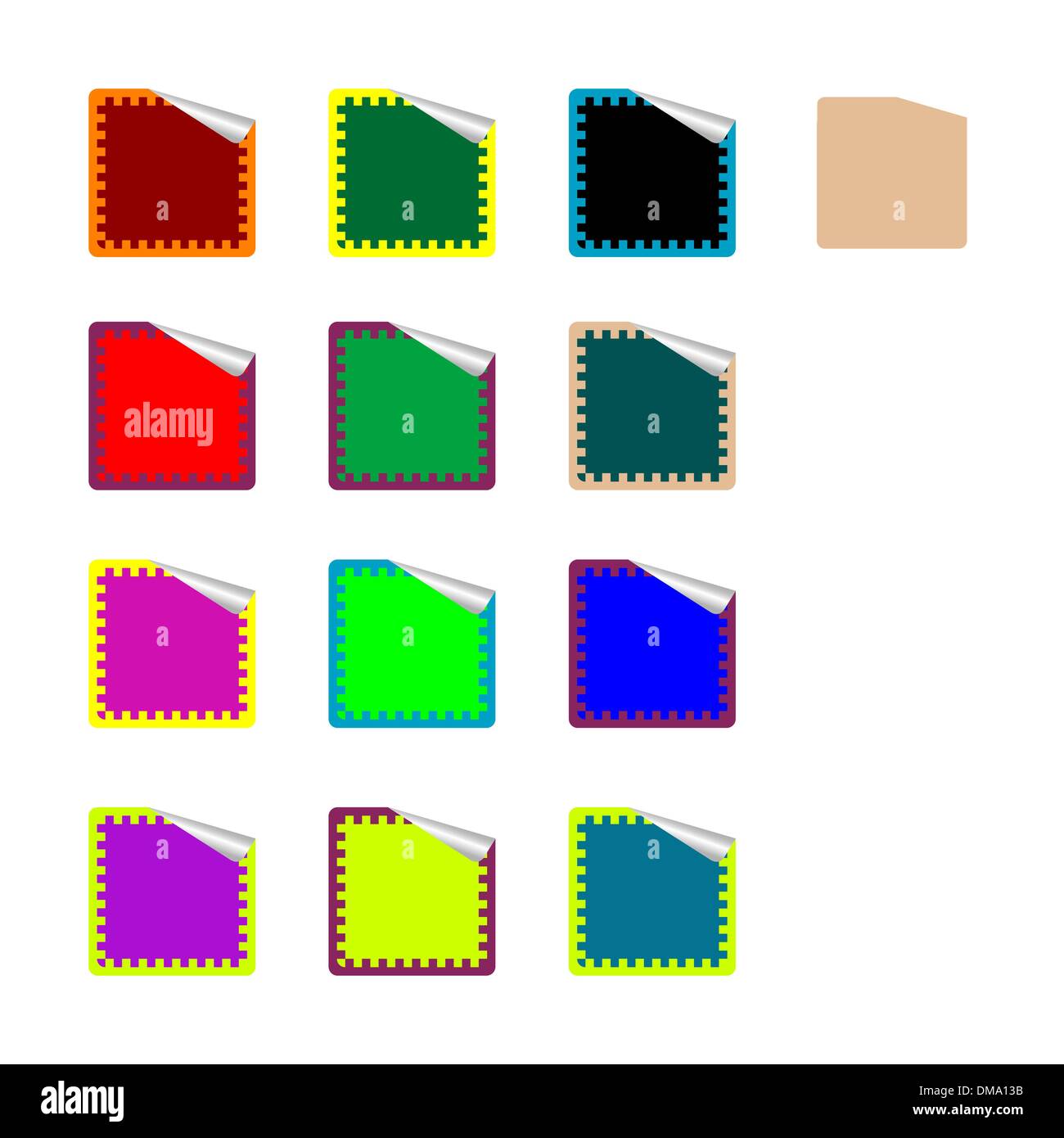 rounded rectangle colored stickers isolated on white Stock Vector Image ...