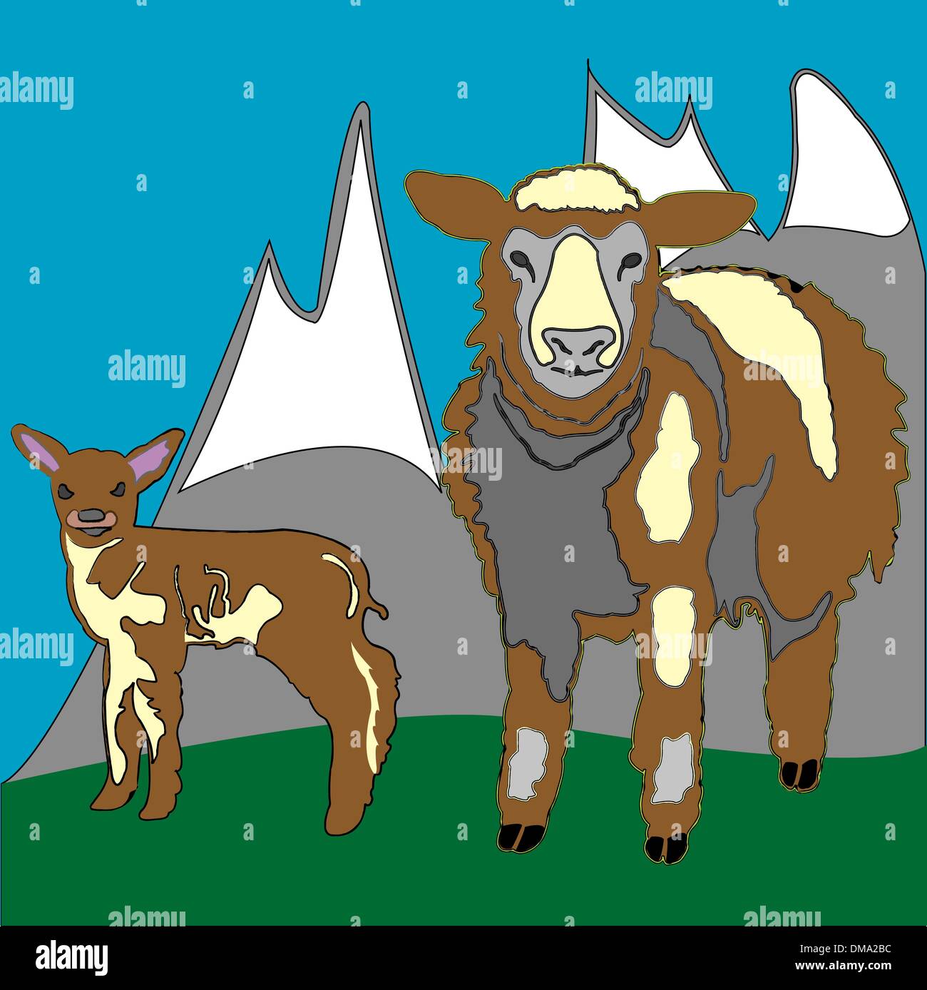 Rural scene sheep farm Stock Vector Images - Alamy