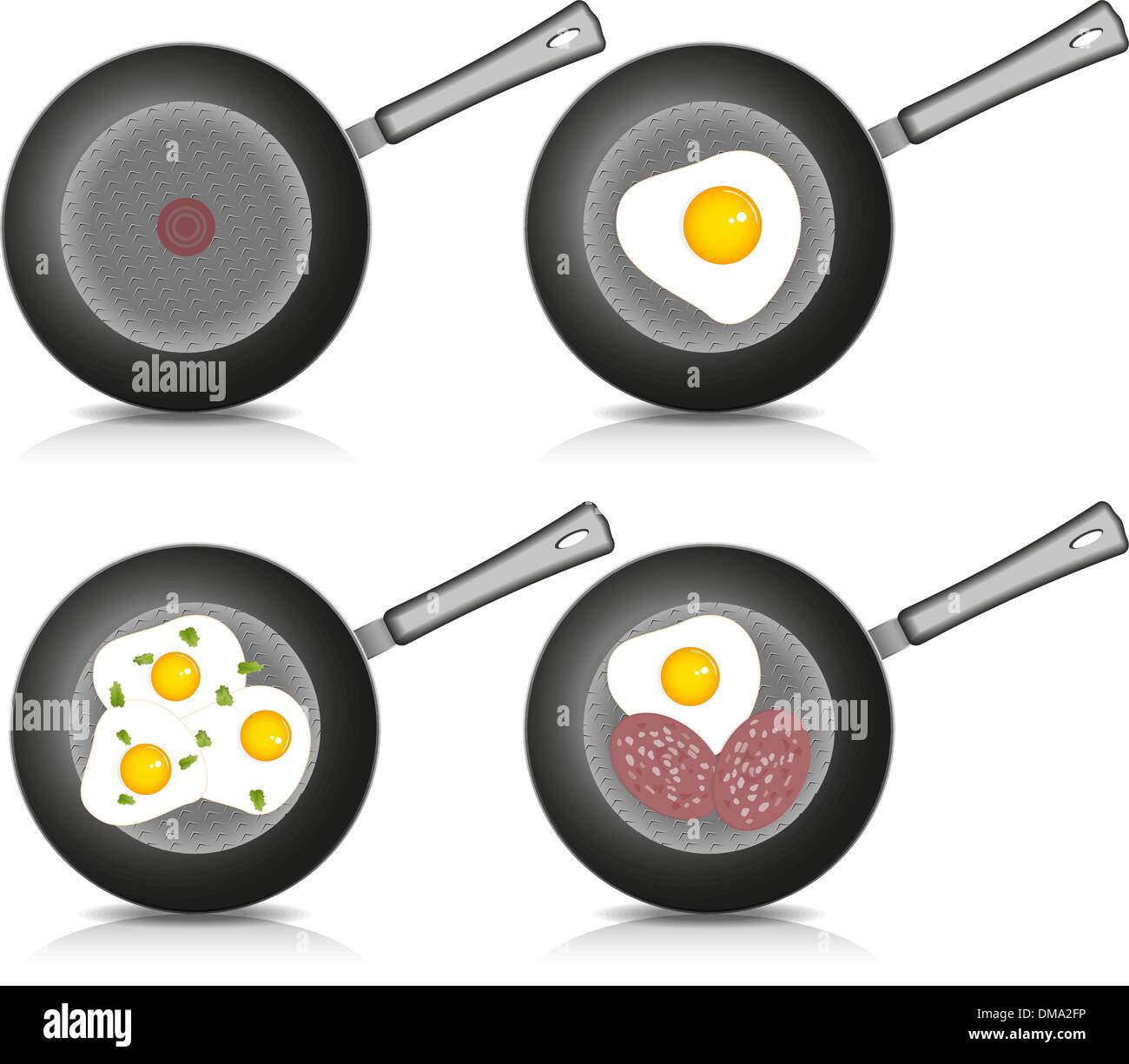 Set of Fried eggs on frying pan. Vector Stock Vector Image & Art - Alamy