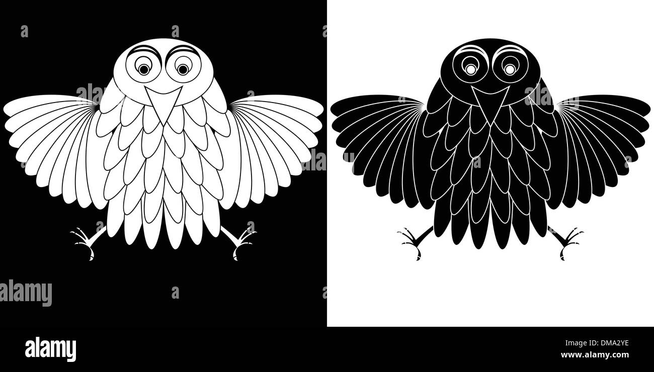Stylized owl Black and White Stock Photos & Images - Alamy