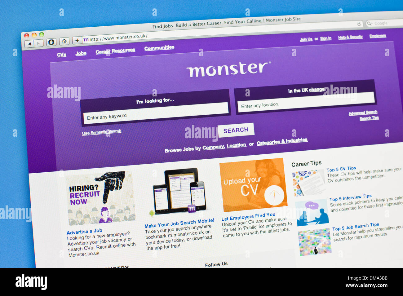 Monster online recruitment website Stock Photo - Alamy