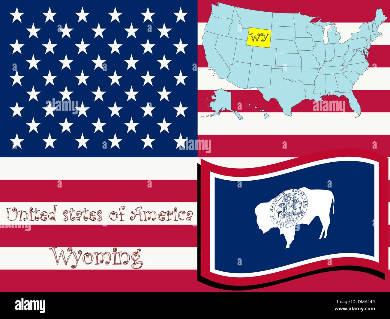 Wyoming political map hi-res stock photography and images - Alamy