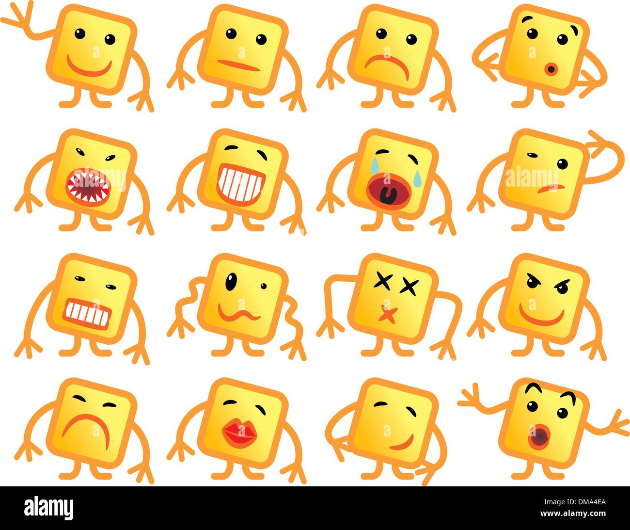Emoticon smiley set yellow face emotions hi-res stock photography and ...