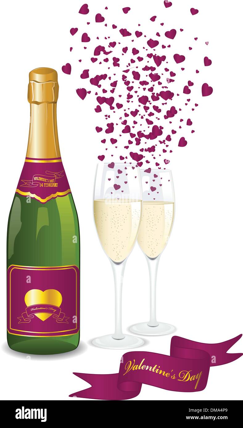 Valentines day two glasses Stock Vector Images - Alamy