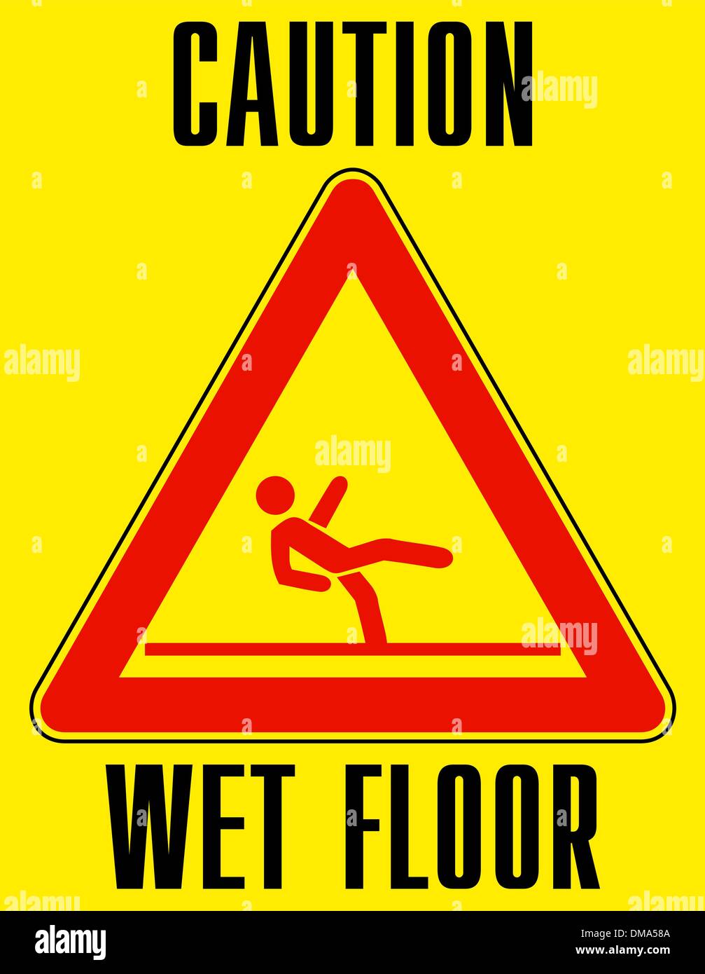 Bright yellow wet floor sign. EPS 8 Stock Vector Image & Art - Alamy