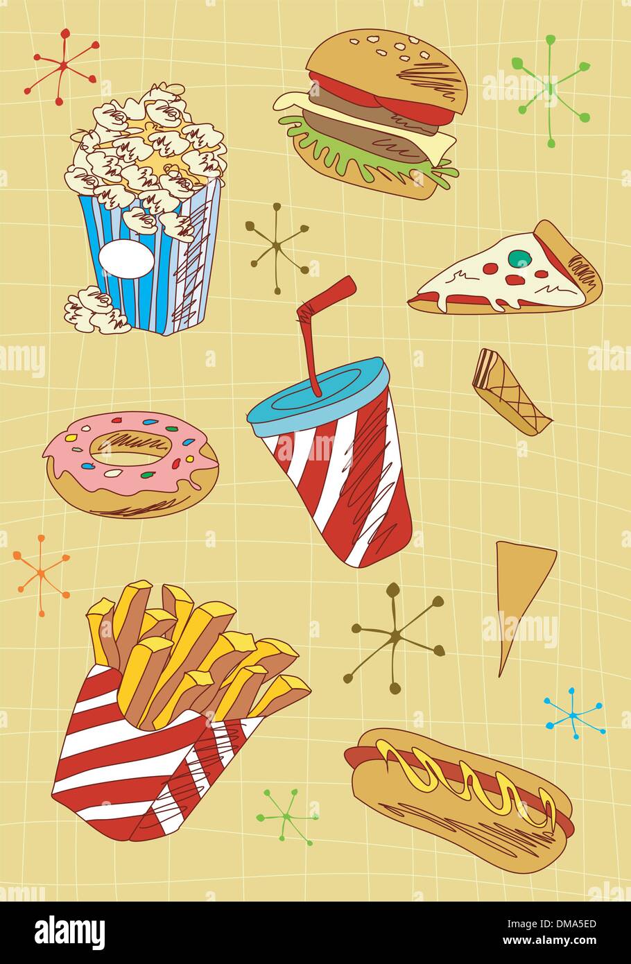 Grunge fast food icons set Stock Vector Image & Art - Alamy