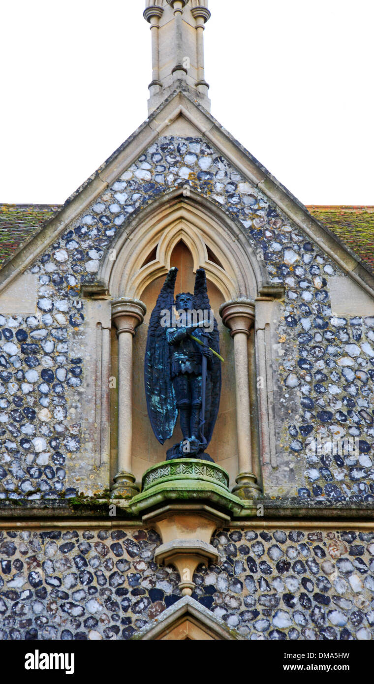 The statue of St Michael the Archangel above the north porch at the ...