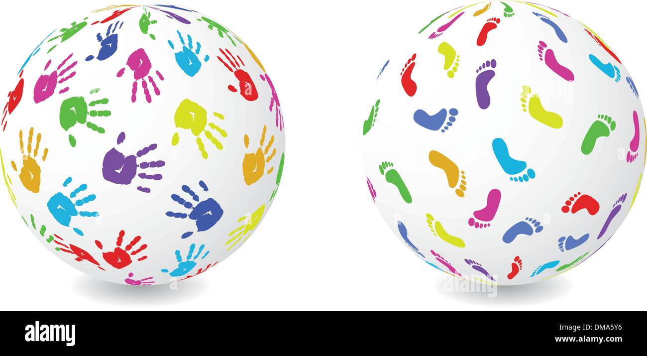 Hand and Foot Print Globe Stock Vector Image & Art - Alamy