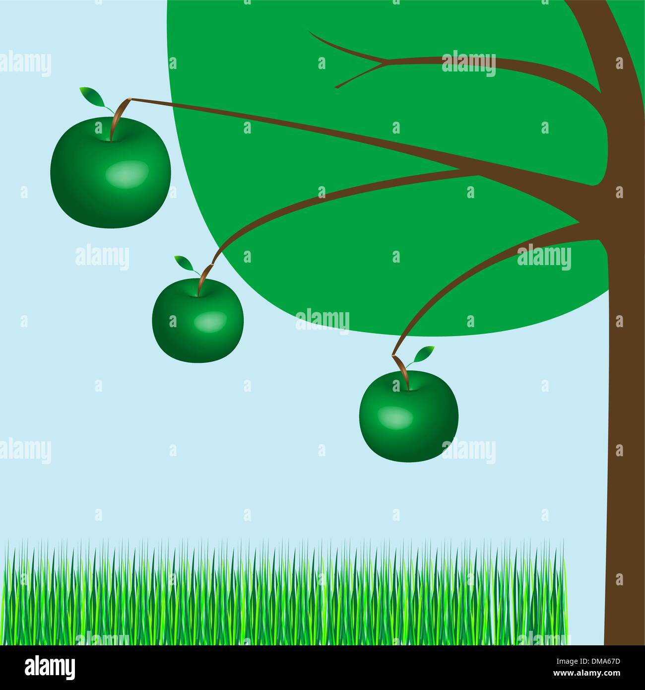 Idyllic garden with apple tree Stock Vector Images - Alamy