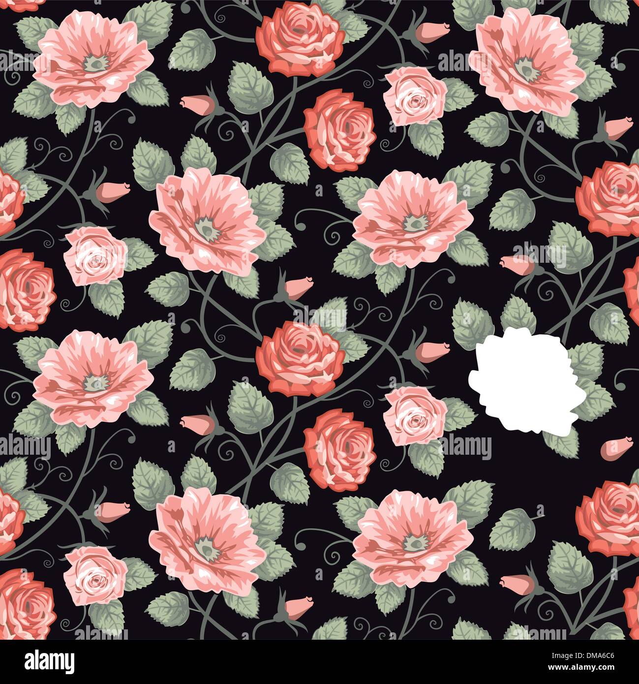 Vector seamless background roses Stock Vector Images - Alamy