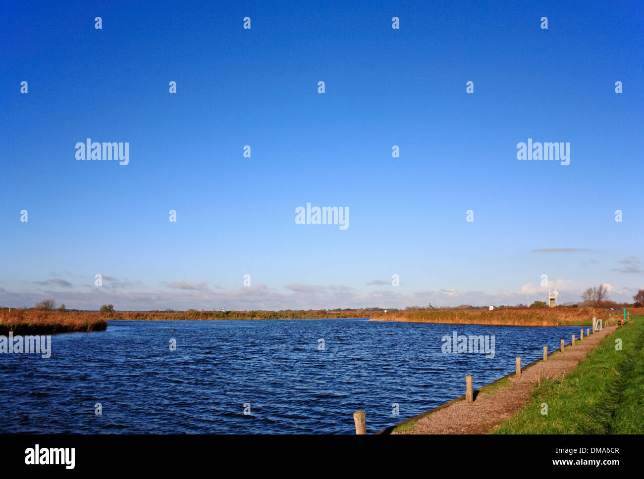 A view on the Norfolk Broads of the River Bure at the confluence with ...