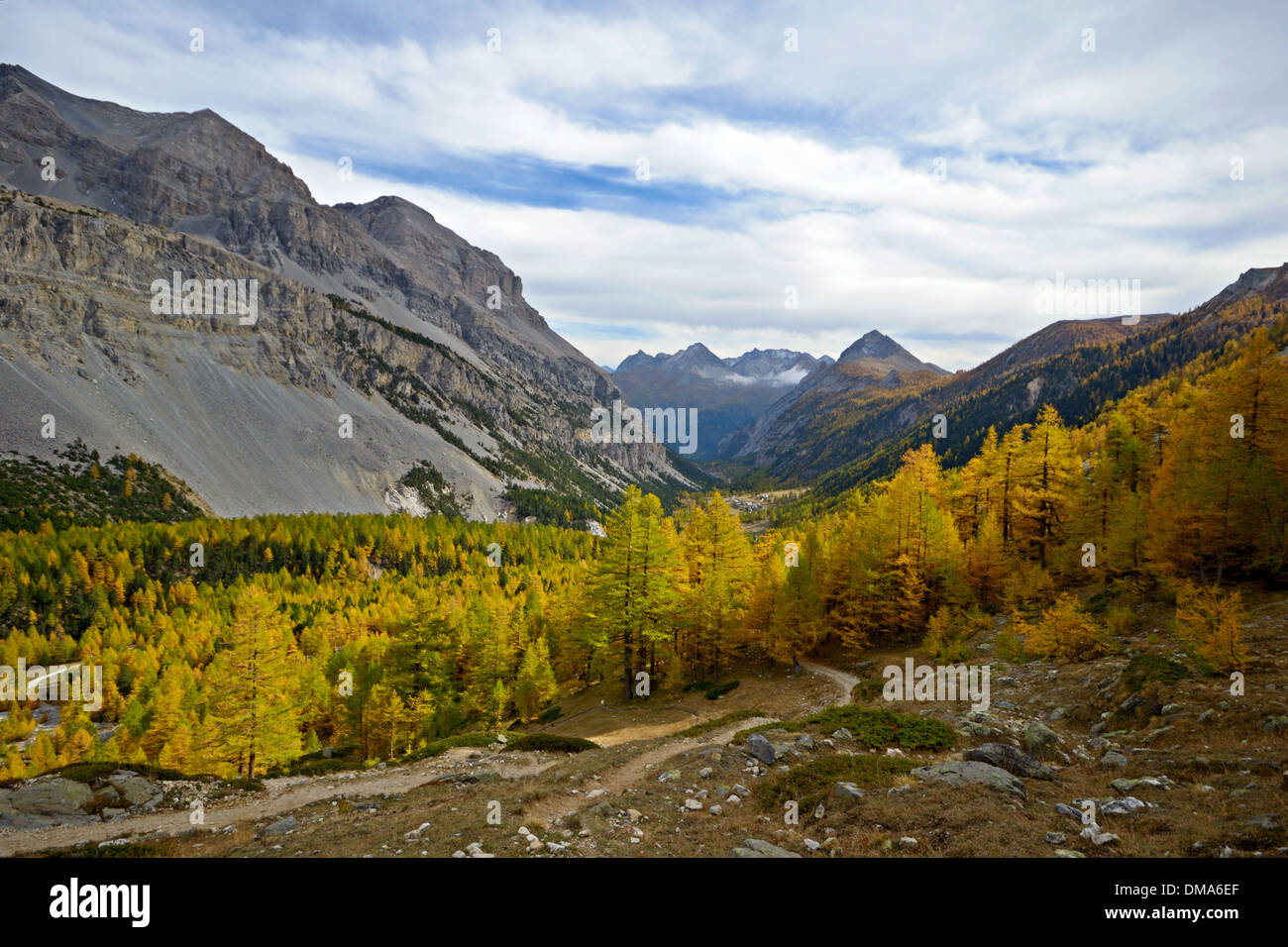 Autumn in an alpine valley Stock Photo - Alamy