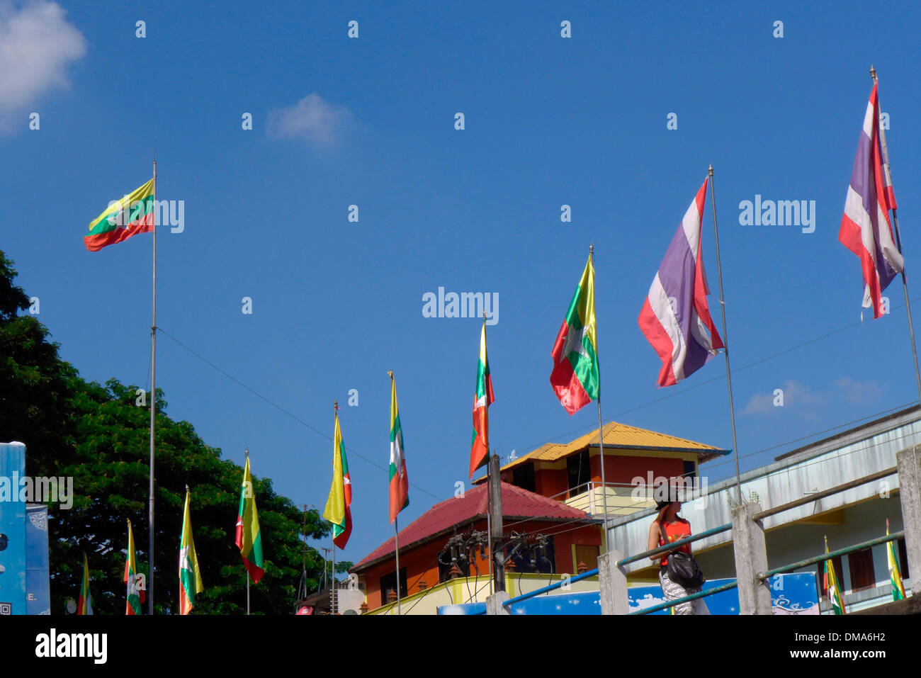 Flags of Myanmar and Thailand Stock Photo - Alamy